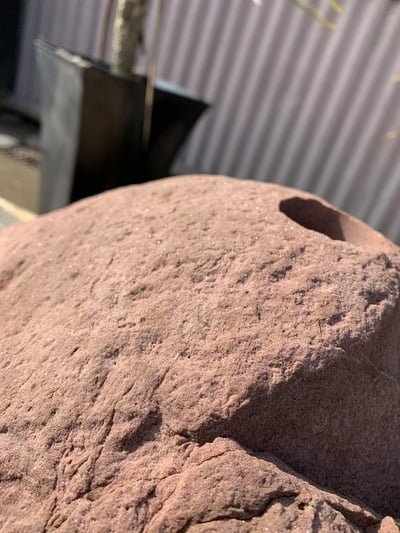 Large Drilled Red Boulder | Welsh Slate Water Features