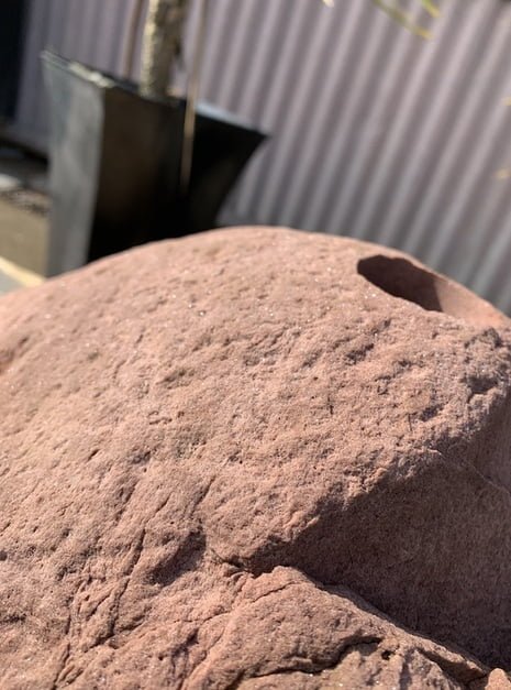 Large Drilled Red Boulder | Welsh Slate Water Features
