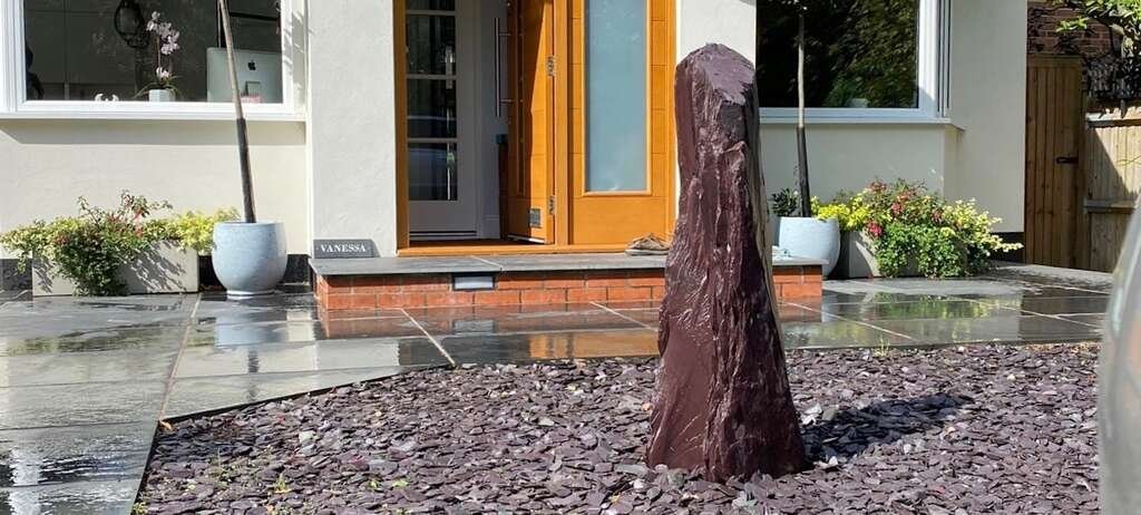 Front Garden Monolith Case Study | Welsh Slate Water Features